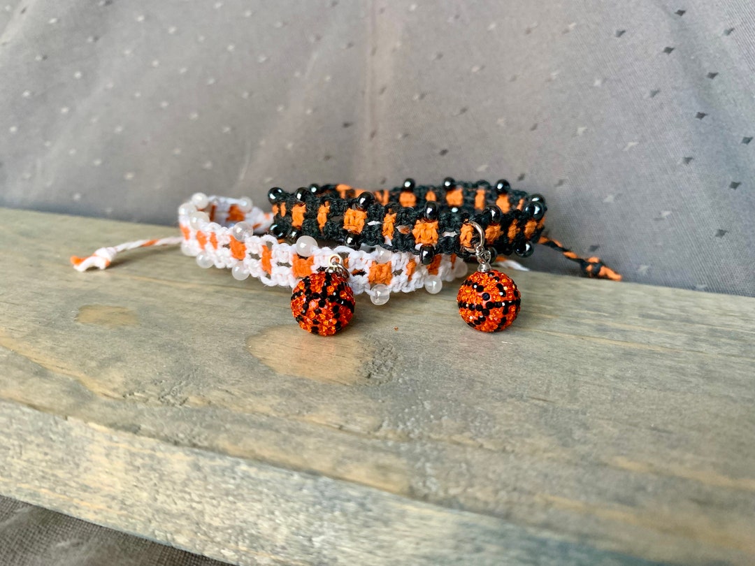 Basketball Charm Macrame Bracelet, Orange Jewel Basketball Pendant ...
