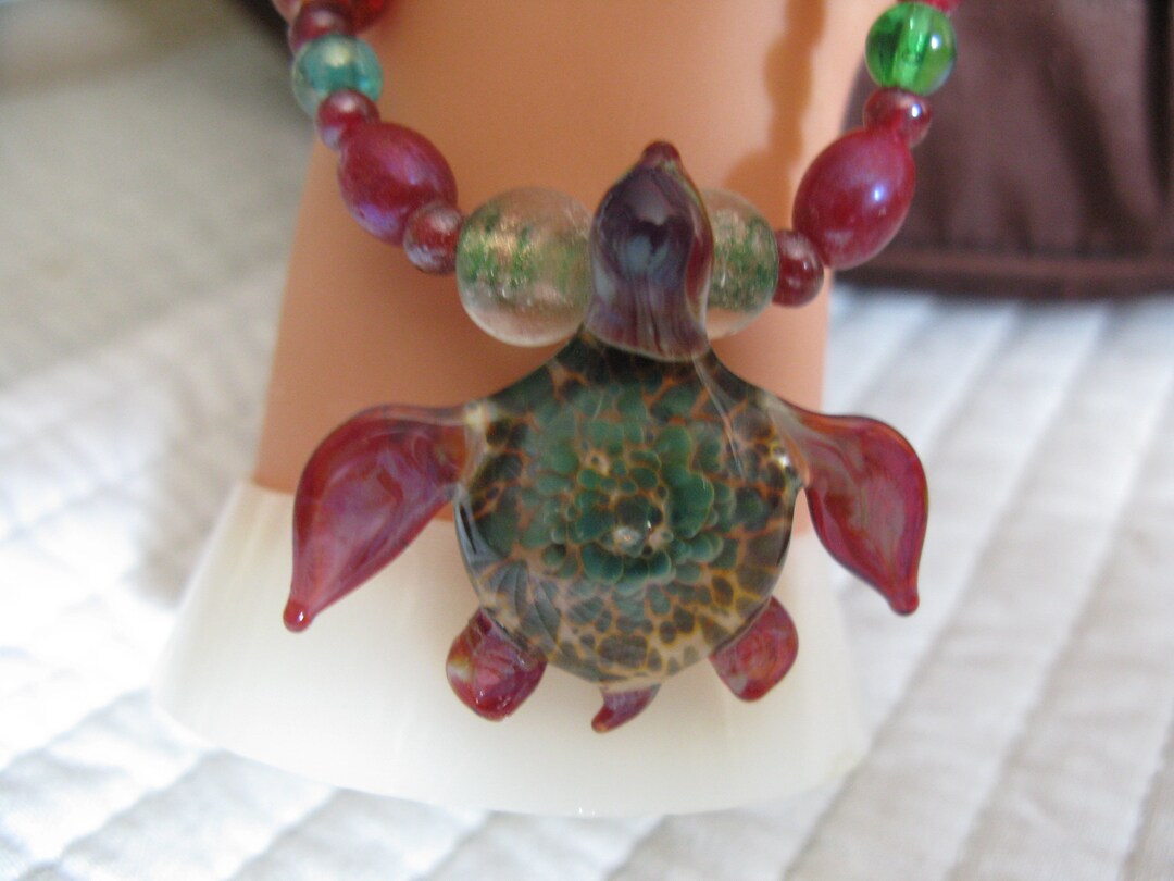 Murano Glass Turtle Artisan Bead Necklace 18 Inches - Etsy