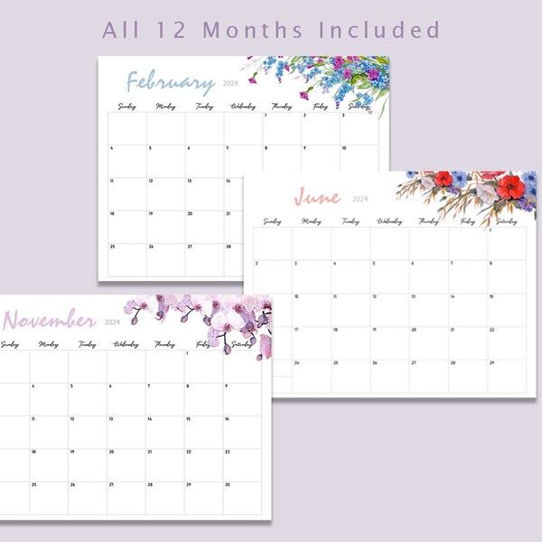 Watercolor Calendar - Etsy