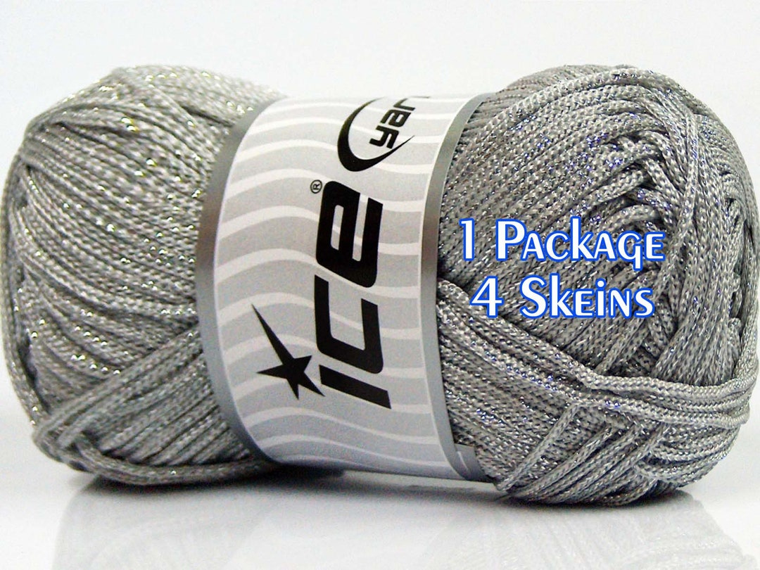 Ice Knitting Yarn Lot of 4 Skeins Macrame Cord Metallic Silver, Light ...