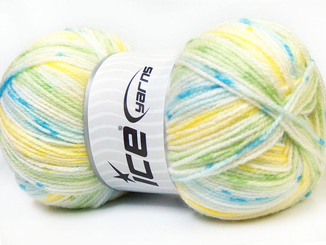 Knitting Yarn - Candy Baby Yellow, Green, Blue, White - #33694 - Etsy