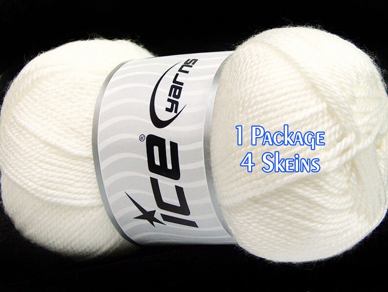 Ice Knitting Yarn Lot of 4 Skeins Knitting Yarn Dora off White 100GR X ...