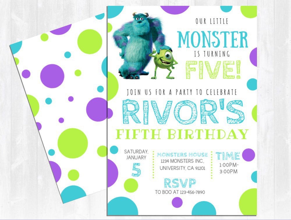 Monsters Inc Invitation, Sully and Mike, Monsters University, Monster ...