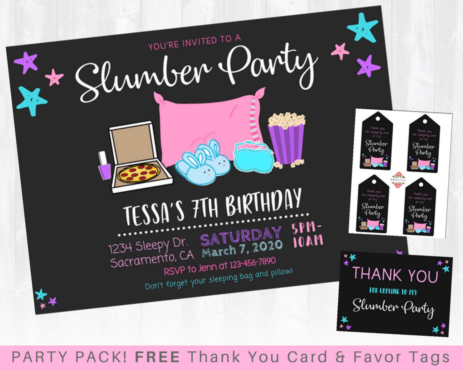 Slumber Party Invitation Sleepover Birthday Invitation - Etsy