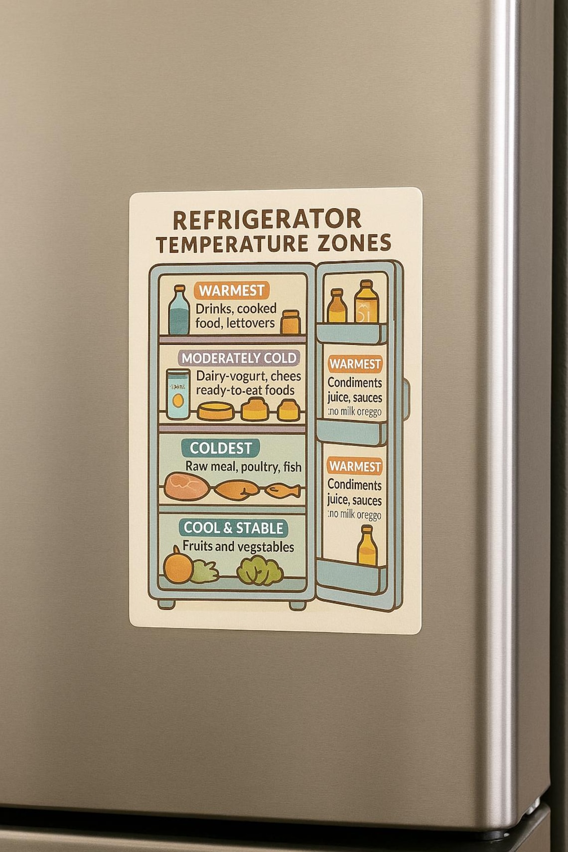 Refrigerator Temperature Zones Guide | Fridge Storage Chart Printable ...