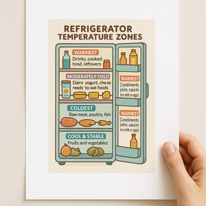 Refrigerator Temperature Zones Guide | Fridge Storage Chart Printable ...