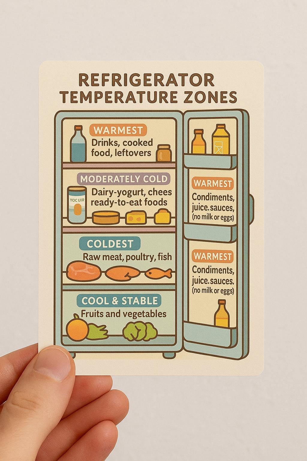 Refrigerator Temperature Zones Guide | Fridge Storage Chart Printable ...