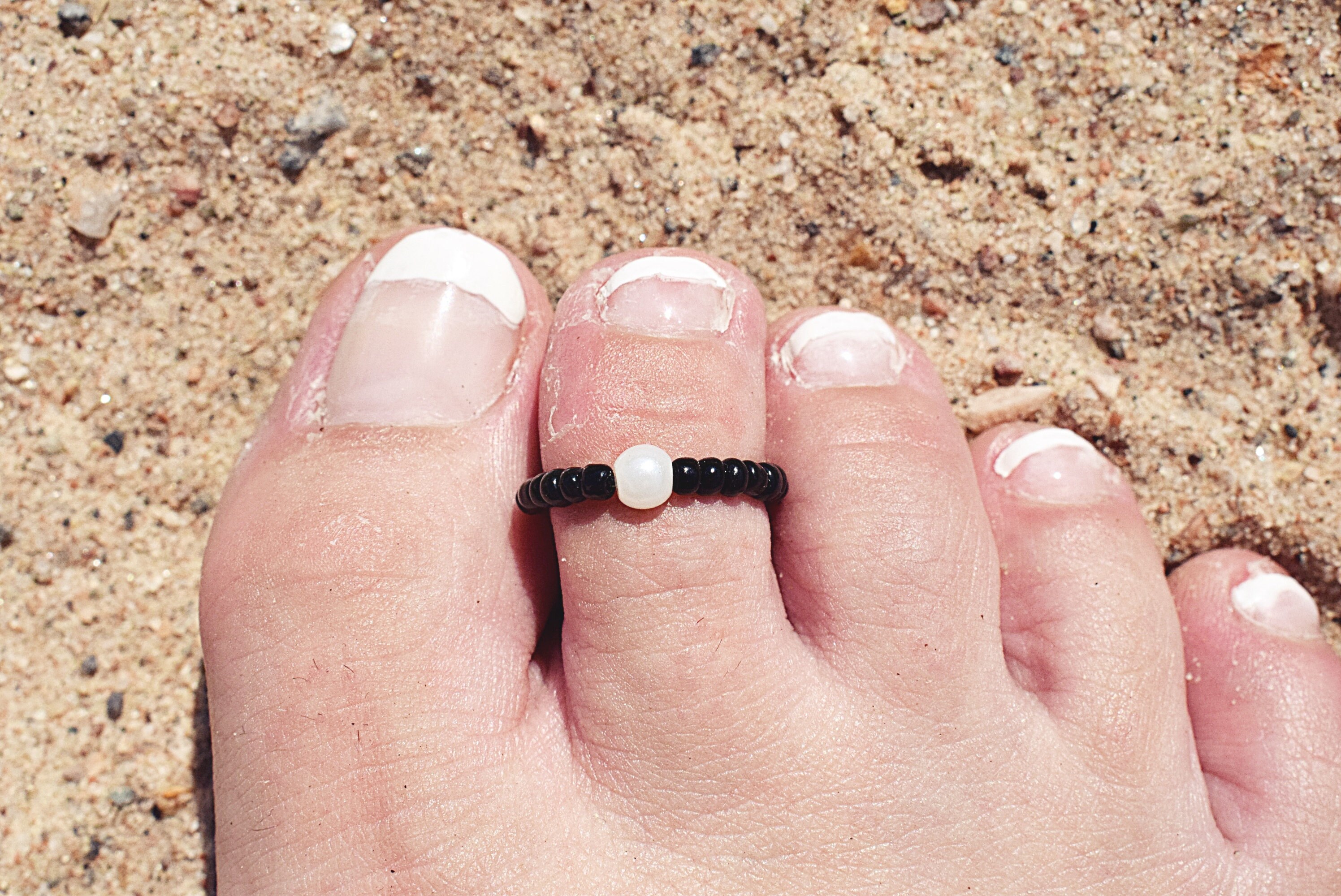 Black Toe Ring Seed Bead Toe Ring Elastic Toe Ring Black | Etsy