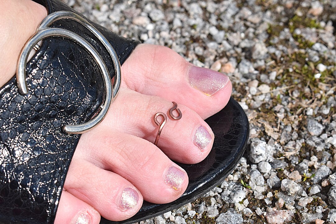 Adjustable Antique Copper Toe Ring | Double Loop Toe Ring | Rustic ...