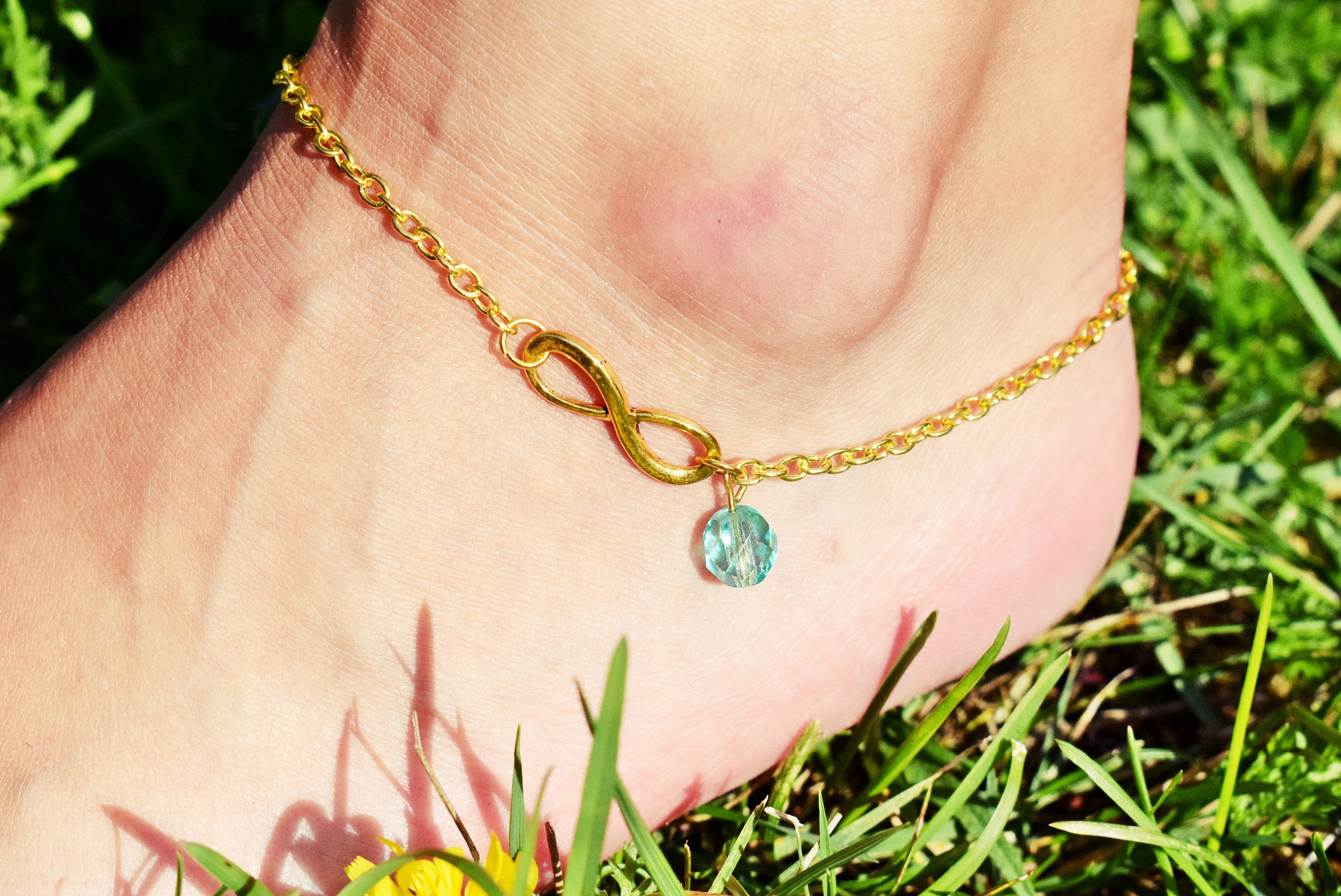 Gold Infinity Anklet Gold Eternity Anklet Minimalist Yoga | Etsy