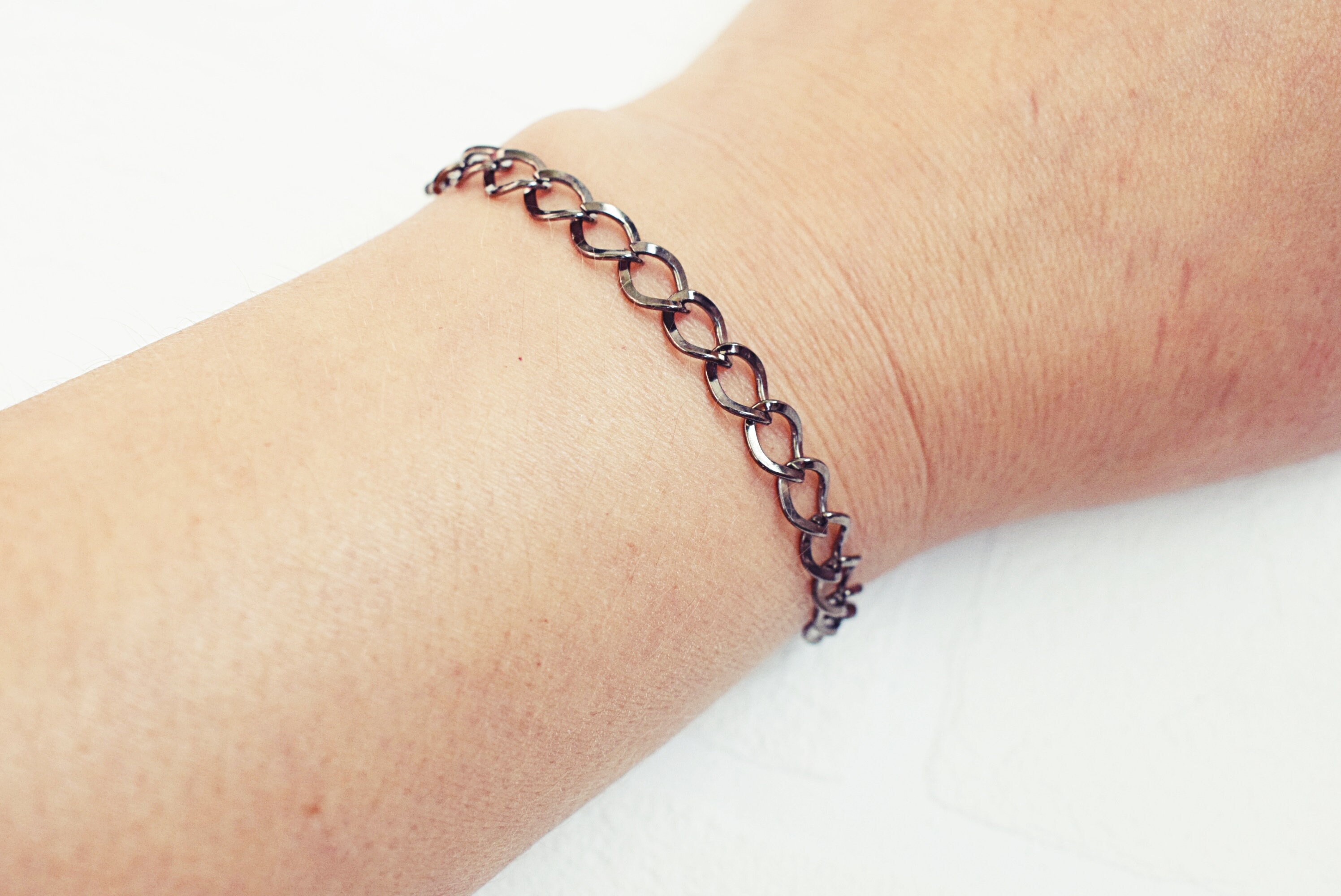 Black Chain Bracelet Chunky Link Bracelet Thick Chain | Etsy