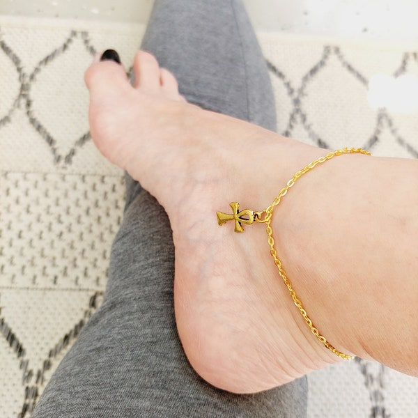 Cross Anklet - Etsy