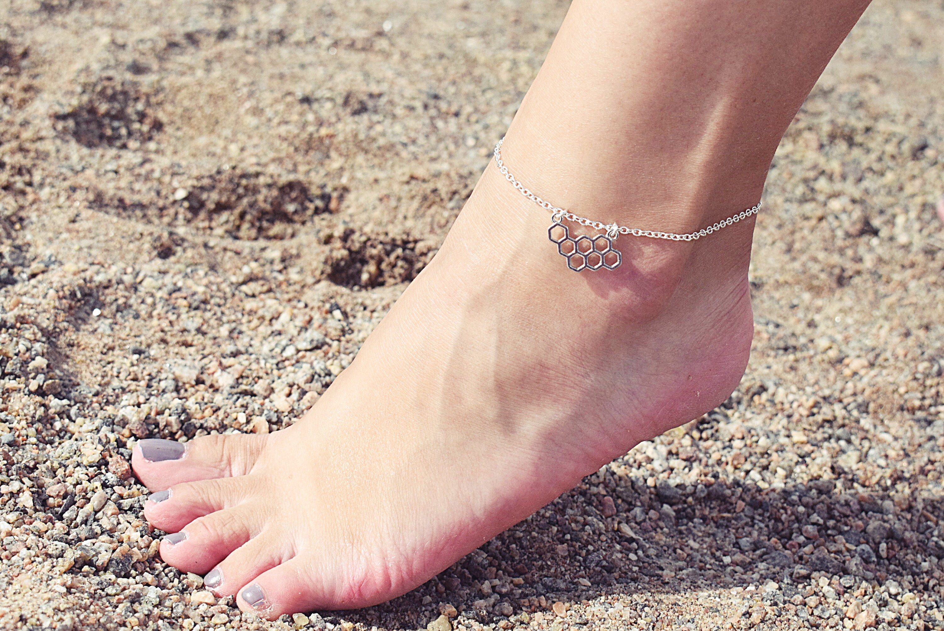 Silver Honeycomb Anklet Geometric Anklet Summer Anklet - Etsy UK