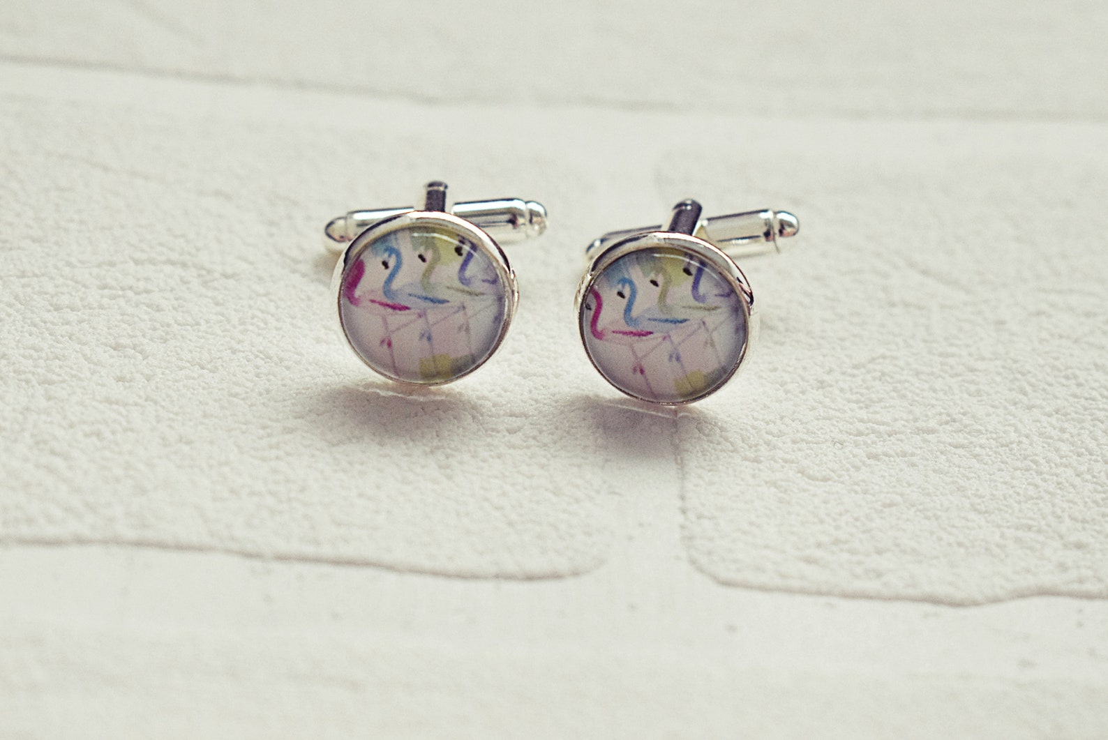 Flamingo Cuff Links Tropical Bird Cuff Links Silver Cuff - Etsy