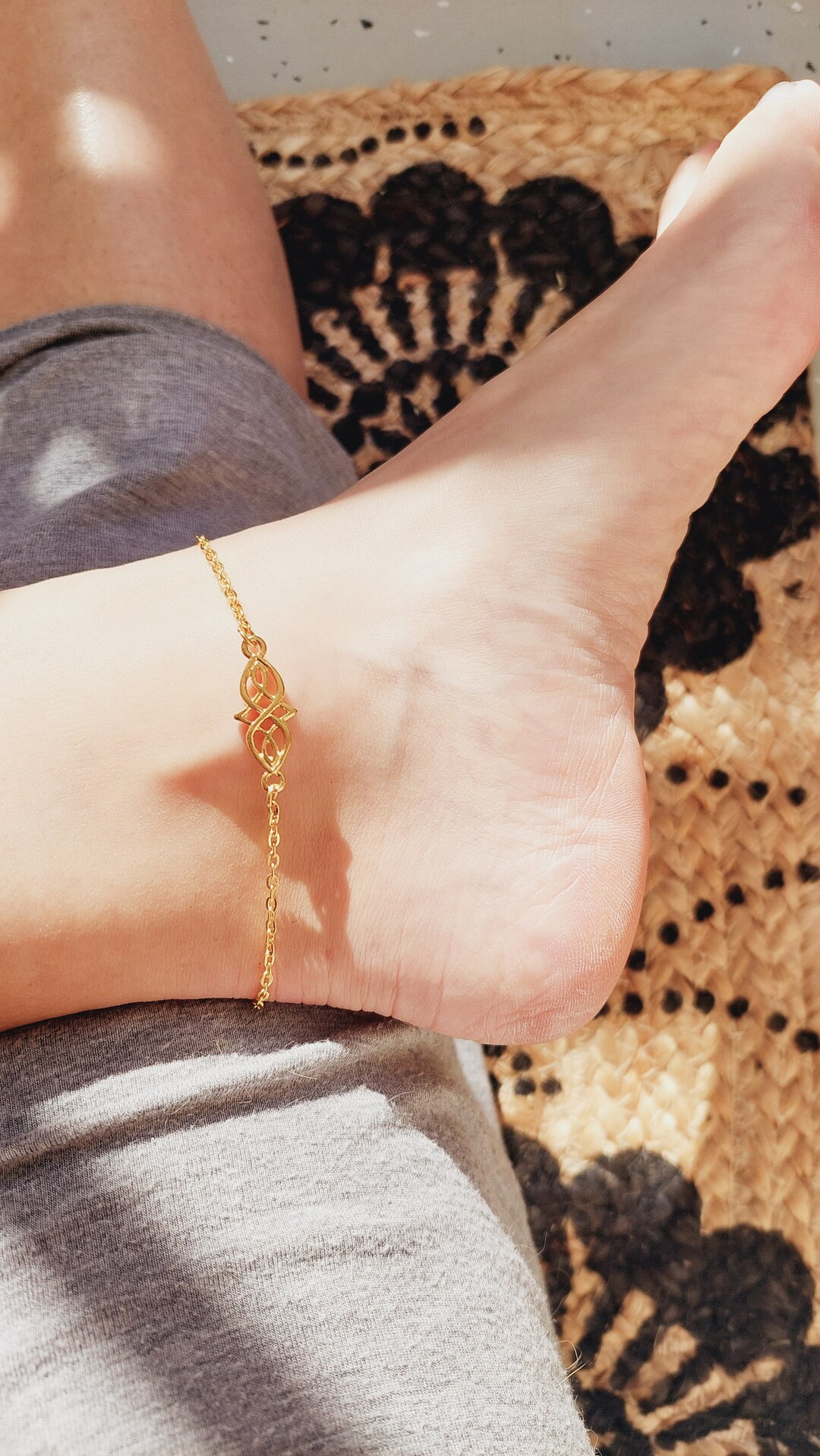 Gold Celtic Anklet | Celtic Knot Anklet | Medieval Bracelet | Charm Ankle Bracelet | Summer ...