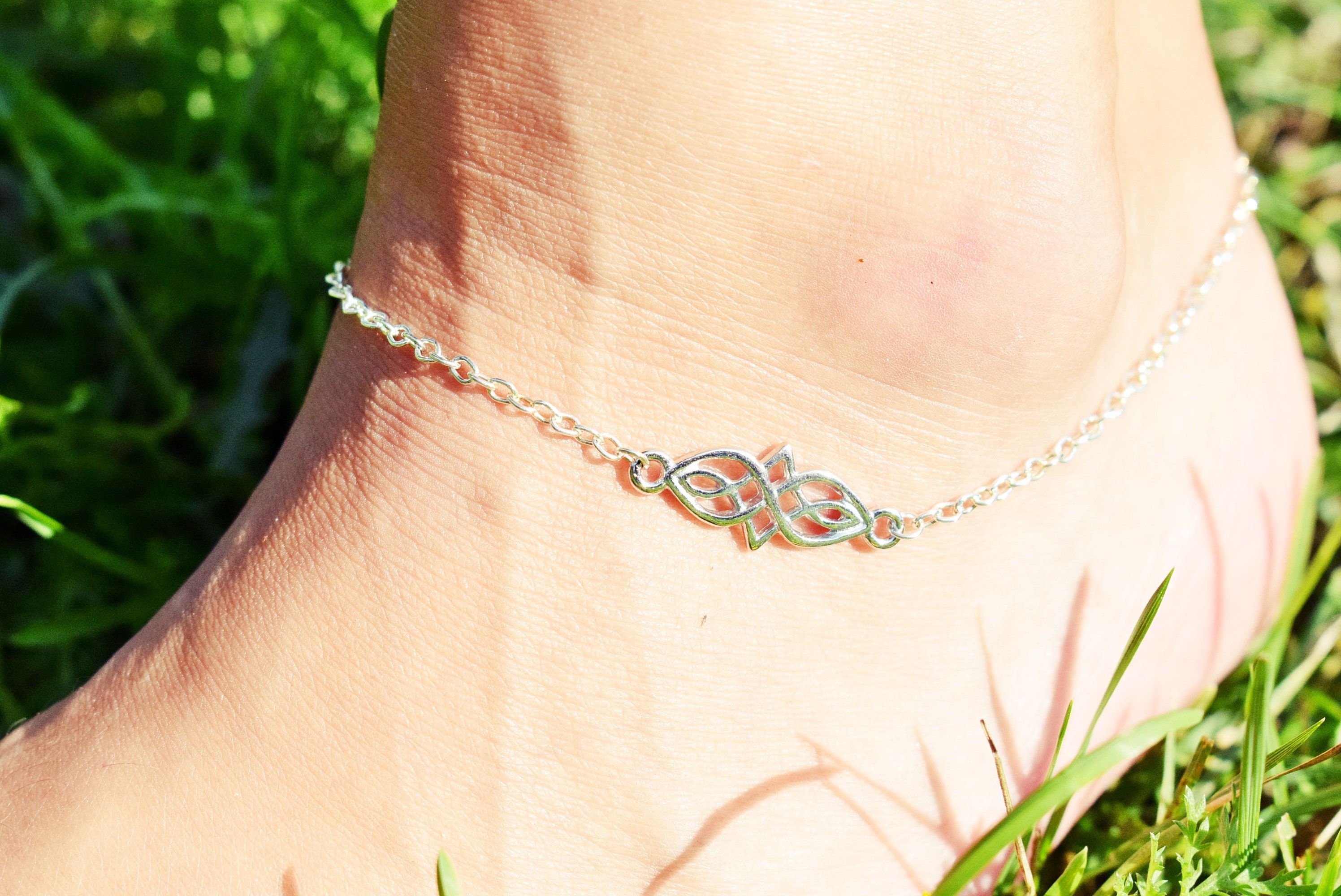 Silver Celtic Anklet Celtic Knot Anklet Medieval Bracelet - Etsy