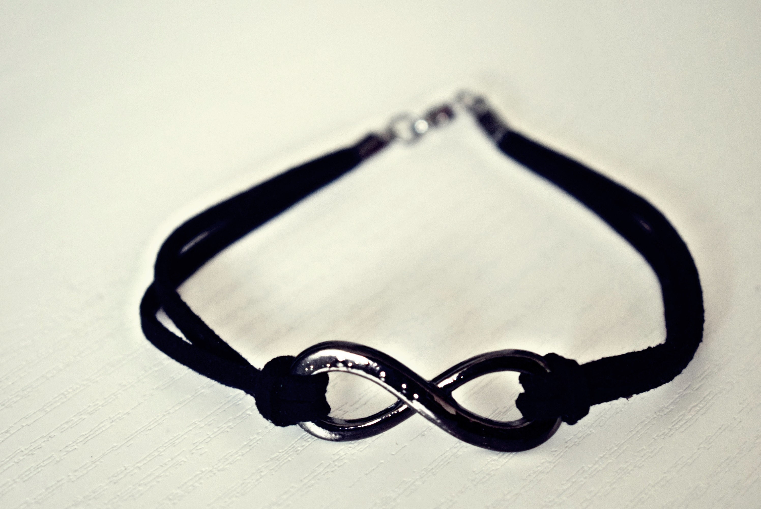 Black Infinity Bracelet Faux Leather Jewelry Bracelets for - Etsy