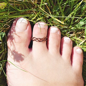Antique Copper Toe Ring | Braided Wire Wrap Ring | Boho Toe Jewelry ...