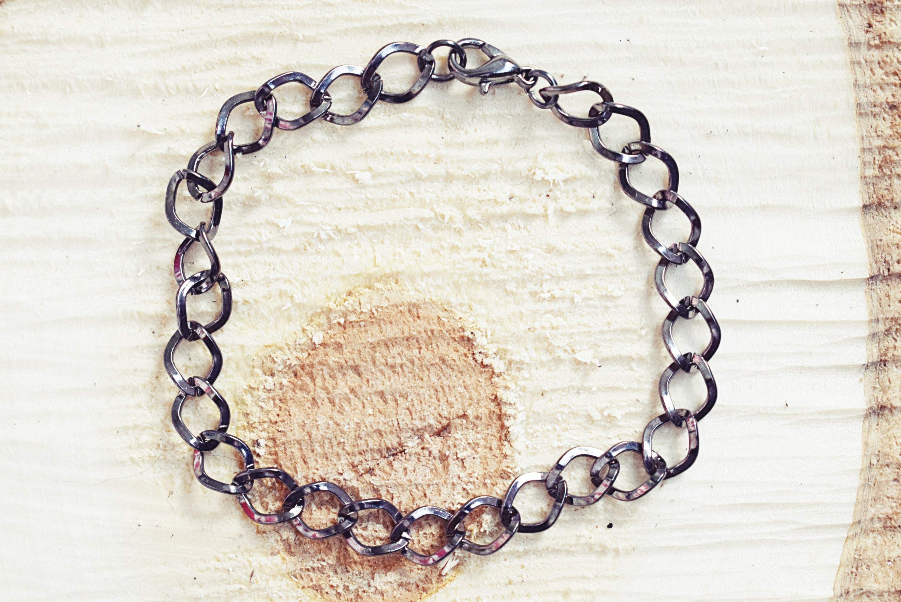 Black Chain Bracelet Chunky Link Bracelet Thick Chain - Etsy