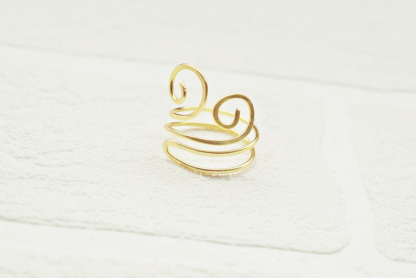 Gold Wave Ring Double Wave Ring Ocean Wave Ring Hammered | Etsy