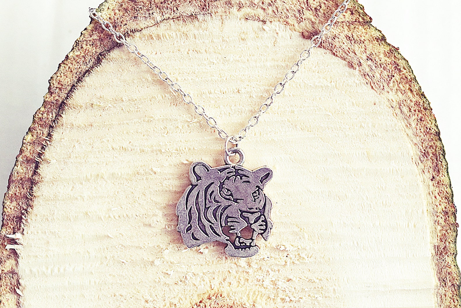 Silver Tiger Necklace Tiger Charm Necklace Tiger Jewelry - Etsy