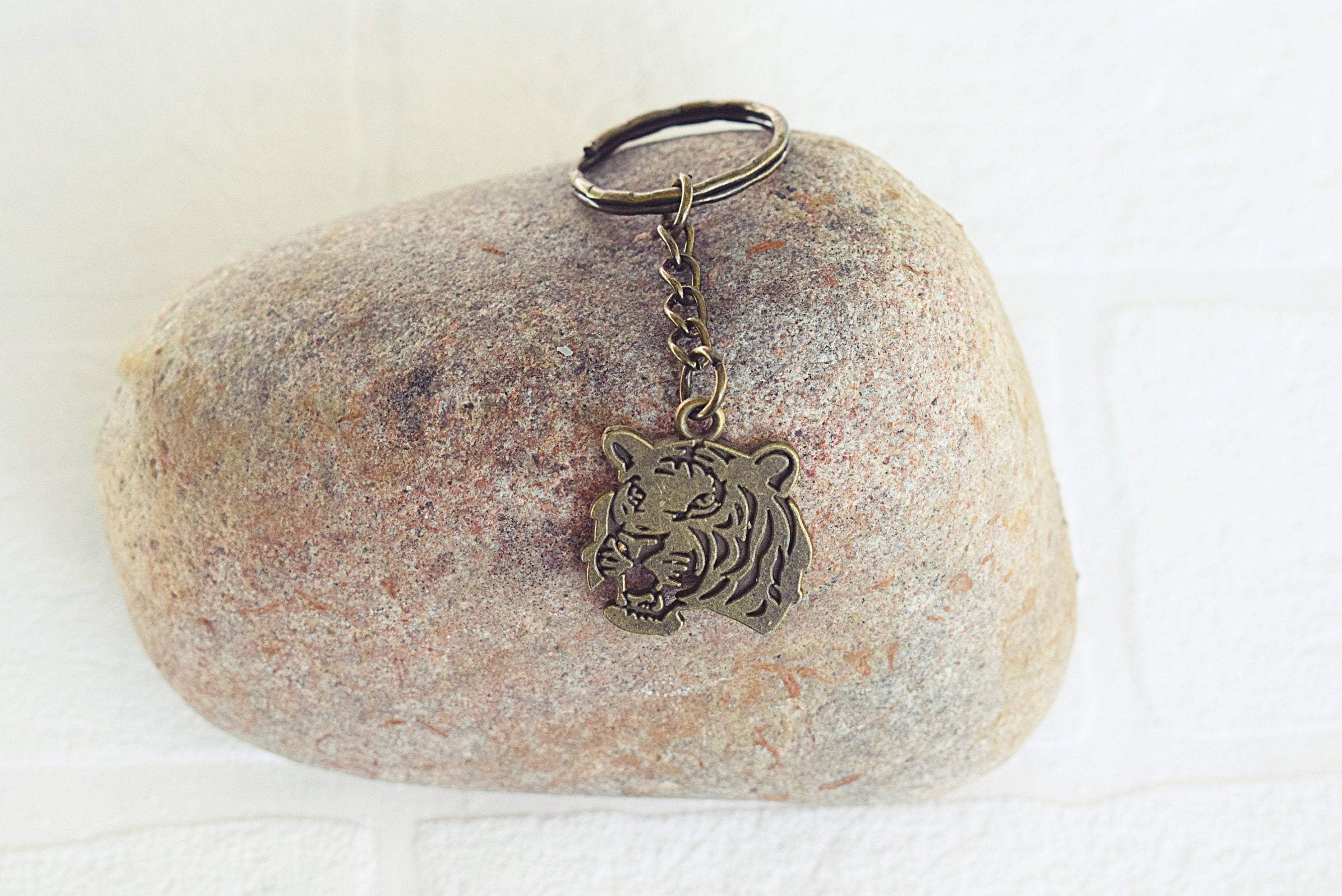 Bronze Tiger Keychain Tiger Key Chain Tiger Lover Gift | Etsy