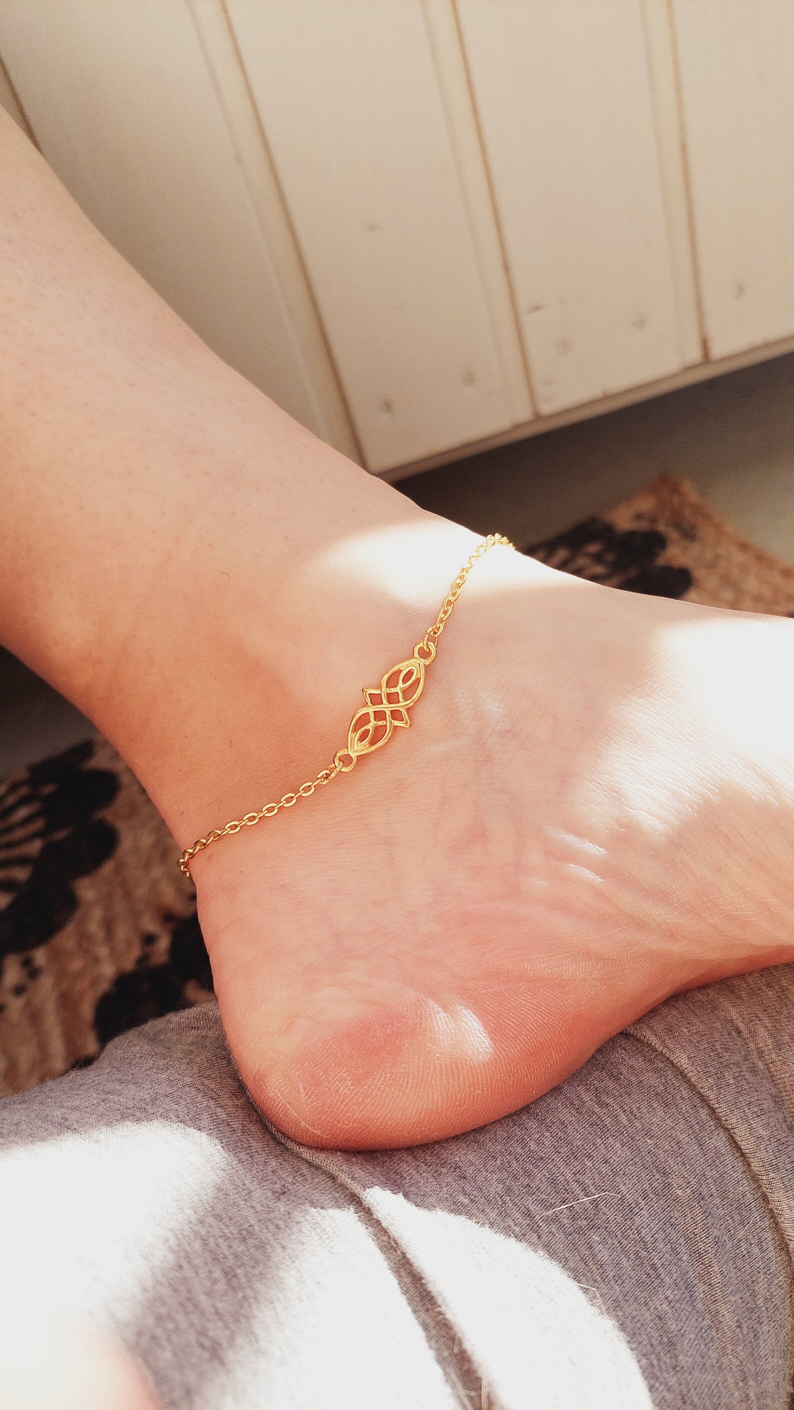 Gold Celtic Anklet Celtic Knot Anklet Medieval Bracelet Charm Ankle Bracelet Summer Beach ...