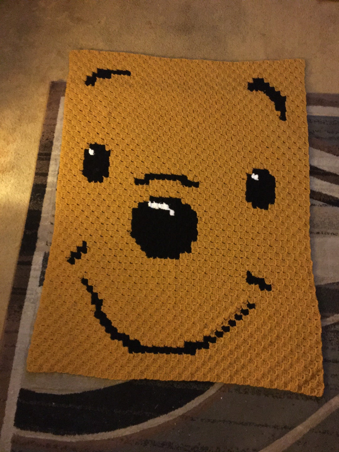 Winnie the Pooh Face Handmade Crochet Lapghan Pixel Art C2C - Etsy