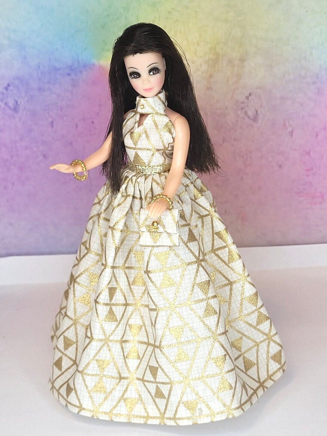 Custom Topper Dawn Metallic Gold Holiday Elegance Halter Dress Dress ...