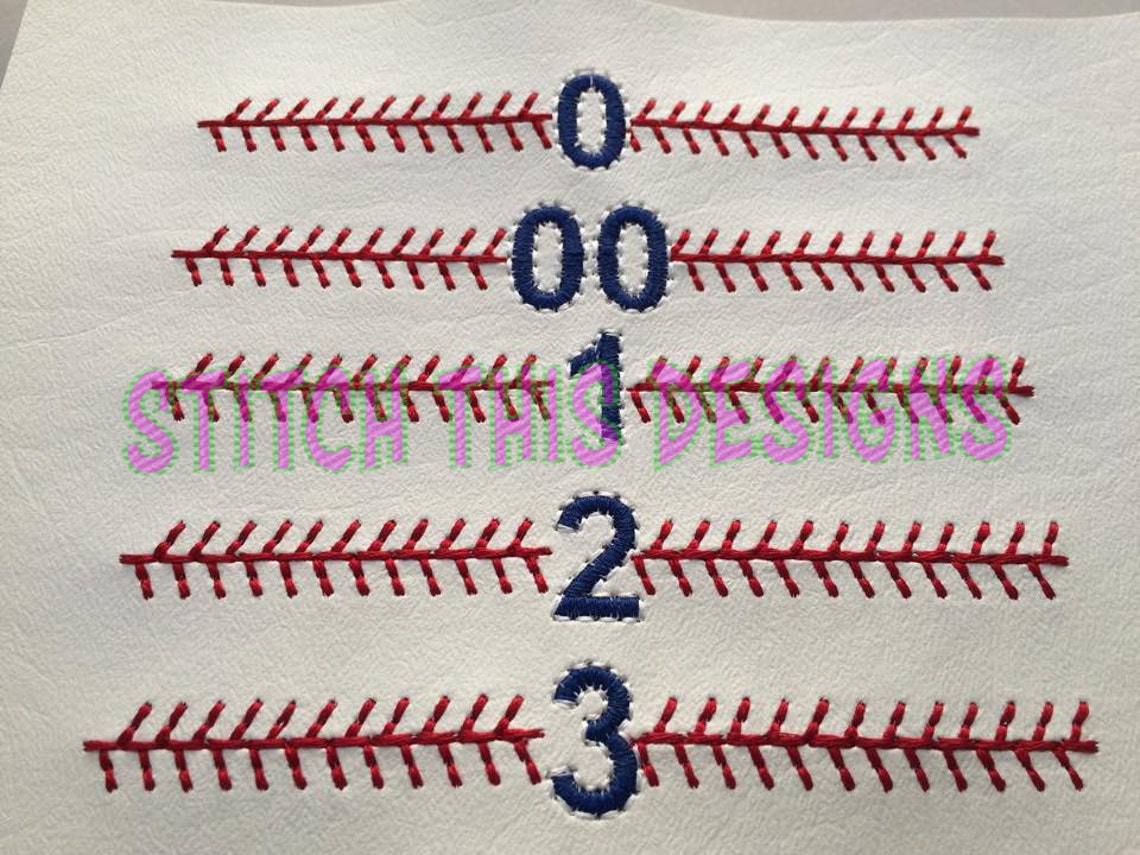 Baseball / Softball Stitches With Numbers 00,0,1,2, & 3 Downloadable ...