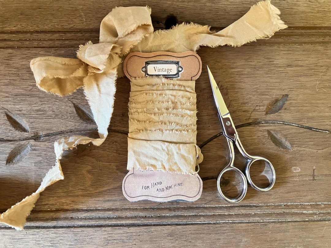 Ribbon Tea Stained Frayed Ribbon, Rustic Wedding Bouquet Ribbon for Bow ...
