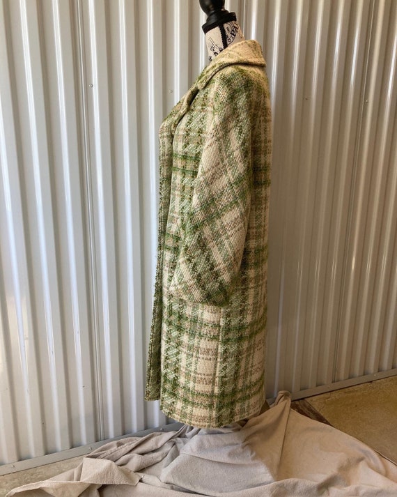 Winter Wool Coat Early 1960s Plaid Boucle - Gem