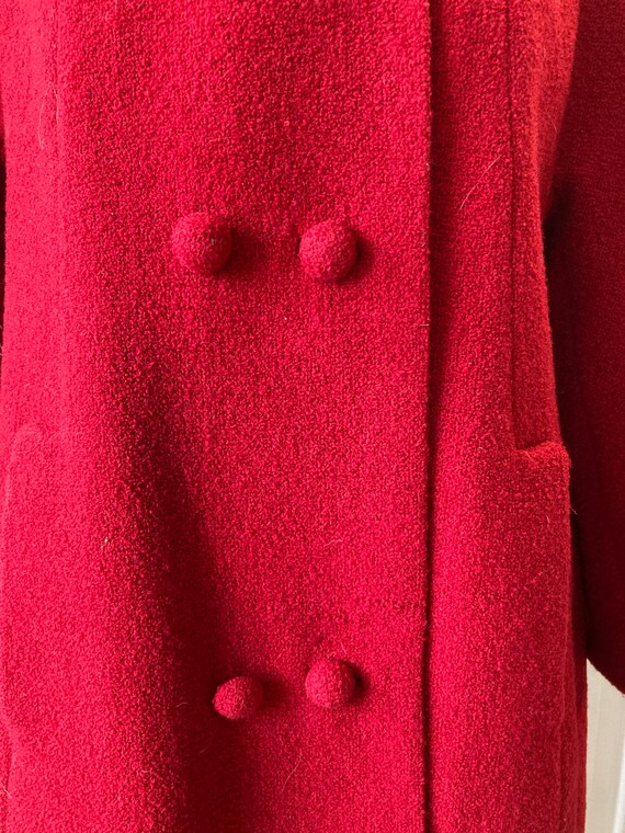 Red Boucle Wool Coat with Fur Collar 1960s - Gem