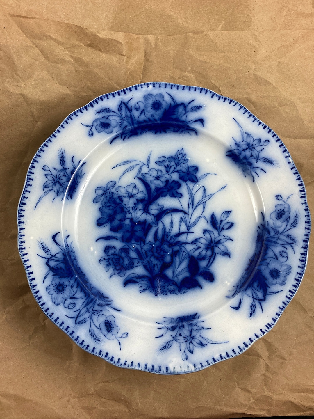 Water Grass Flow Blue Plate by Frederick Booth 1880s - Etsy