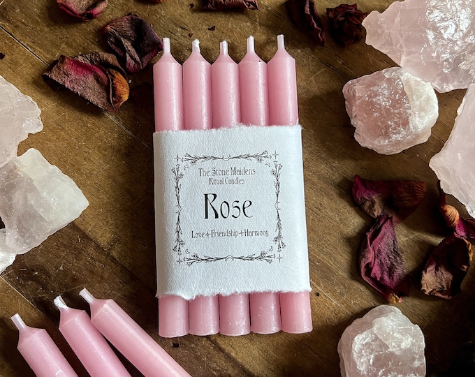 Rose Pink Spell Candles, 5" Pink Ritual Candles, Chime Candles, Witch ...