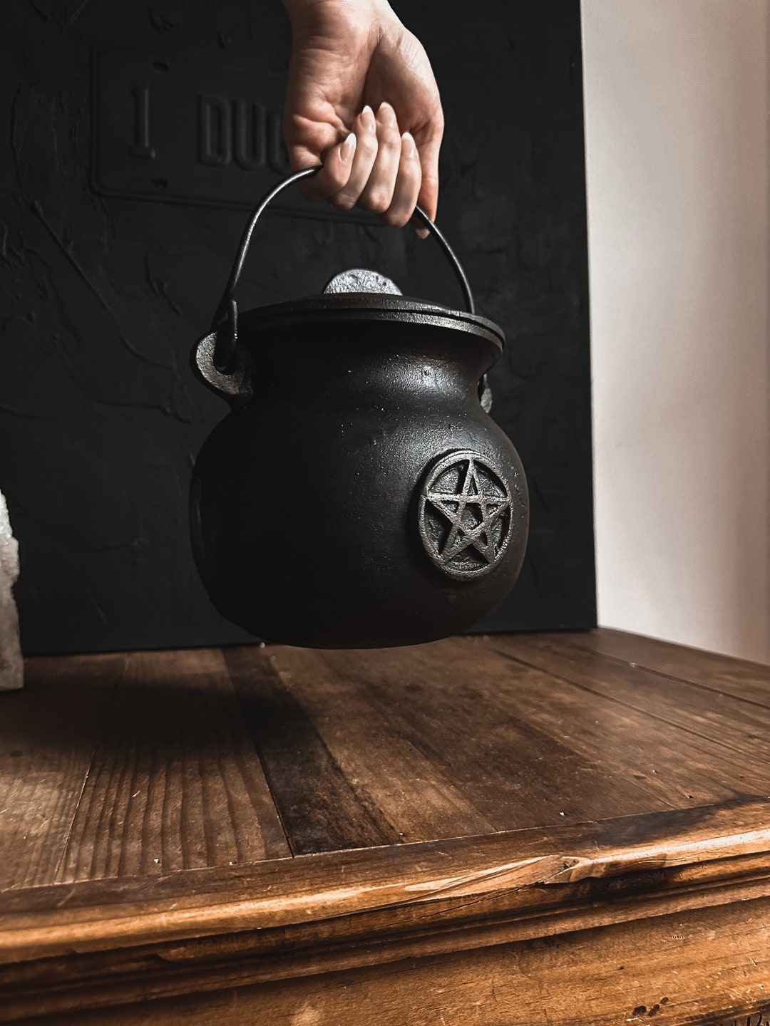 Extra Large Black Cast Iron Cauldron - Witchy Decor - Incense Holder ...