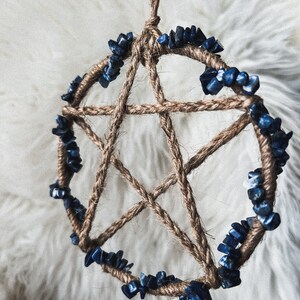 Sodalite Crystal Pentacle - Star Wall Hanging - Witchy Decor - Crystal ...