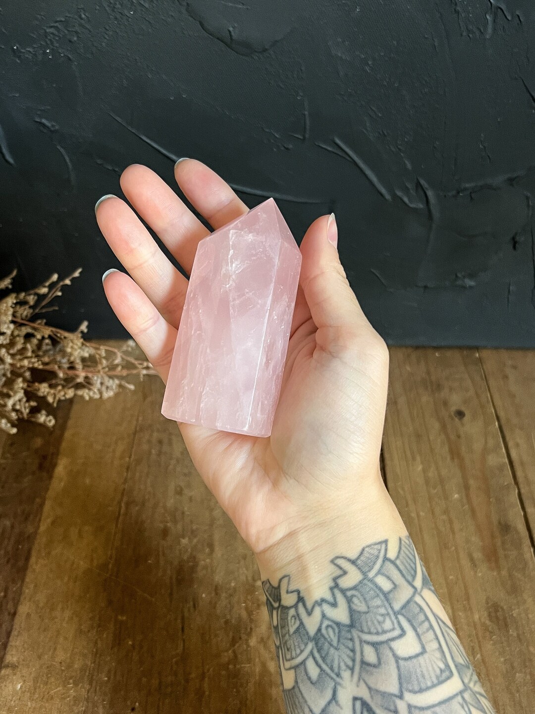 Rose Quartz Tower - Pale Pink Rose Quartz Obelisk - Crystal Point ...