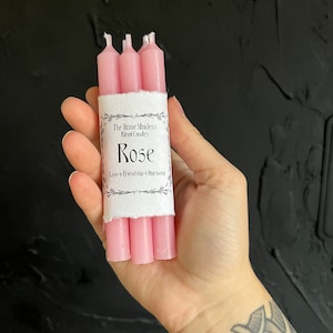 Rose Pink Spell Candles, 5" Pink Ritual Candles, Chime Candles, Witch ...