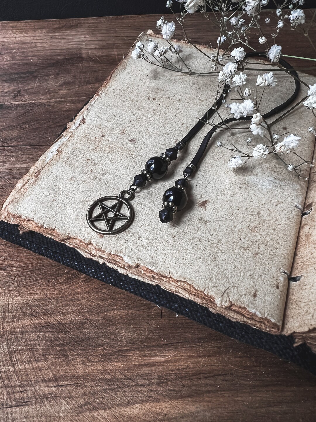 Black Obsidian Pentacle Bookmark - Book Club Gift - Crystal Pentacle ...