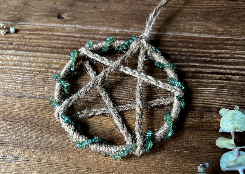 Green Apatite Crystal Pentacle Witchy Decor Pentagram Wall - Etsy