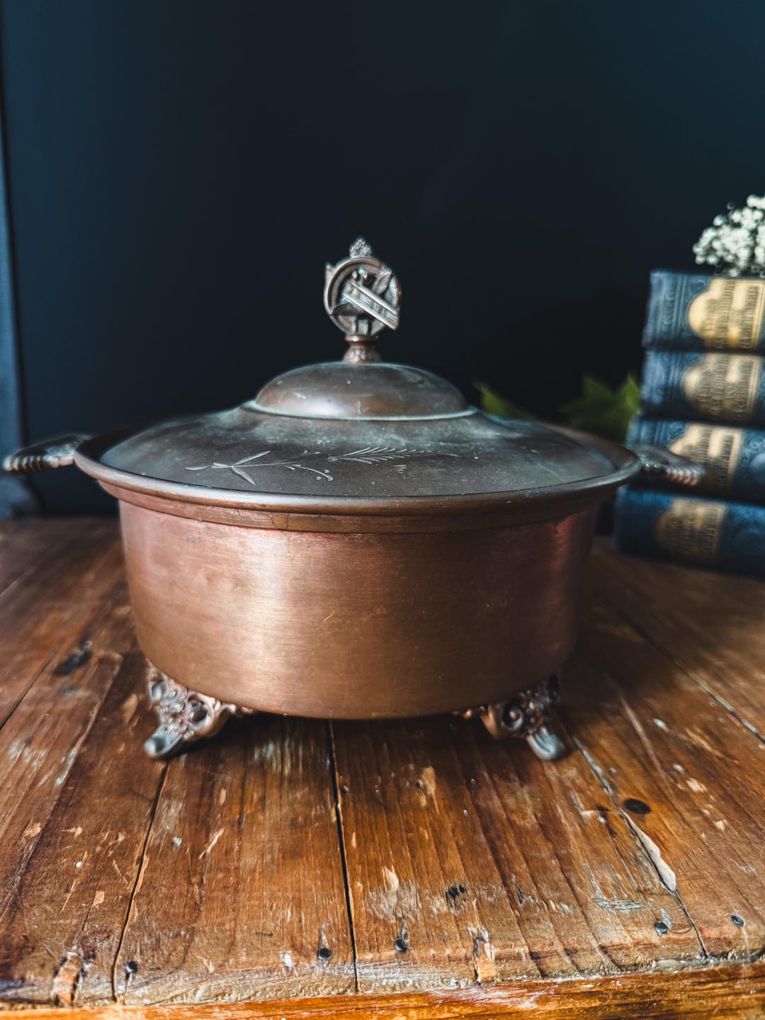 Antique Copper Footed Cauldron With Lid - Witchy Decor - Altar ...