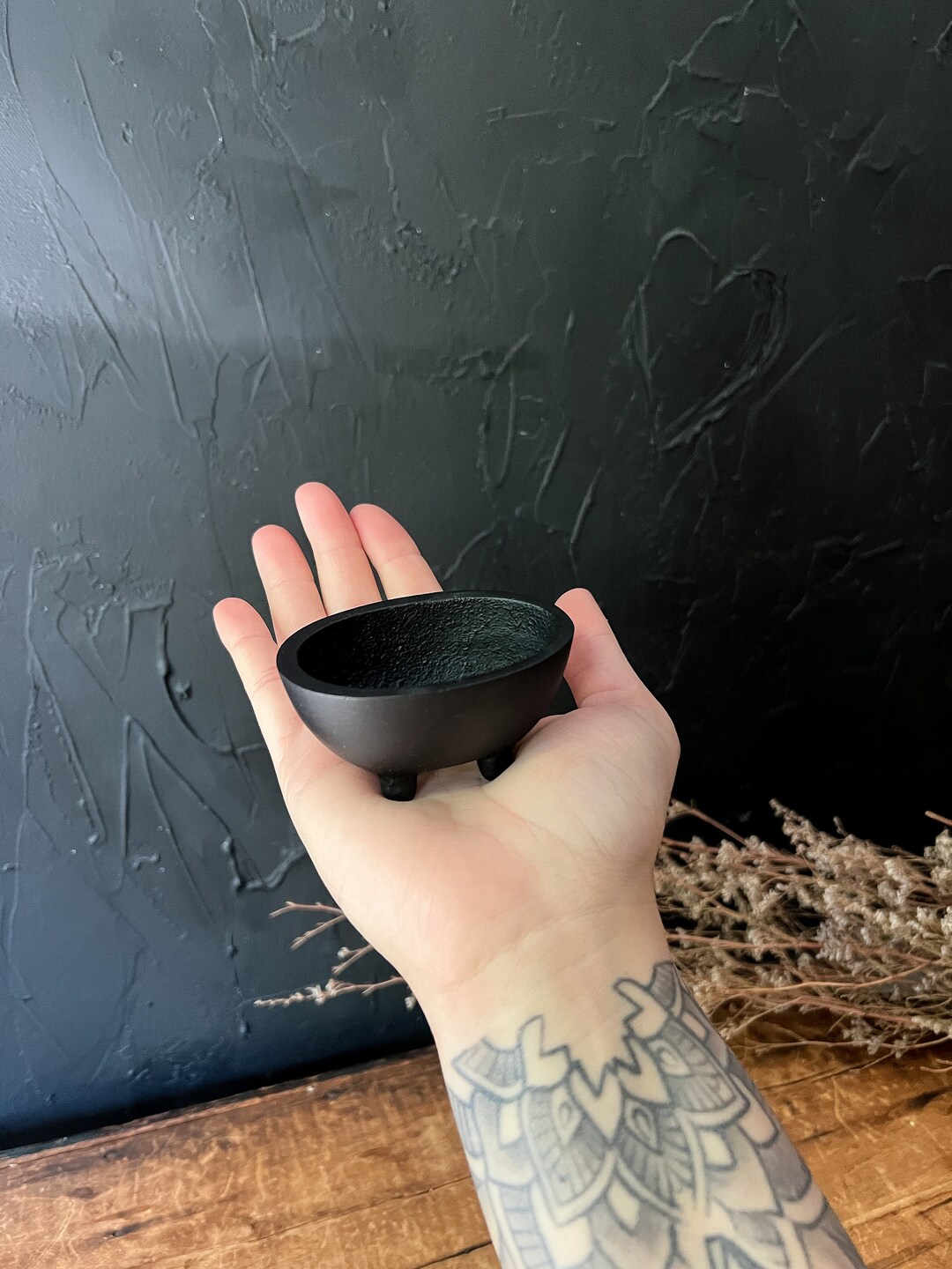 Black Cast Iron Oval Incense Dish - Witchy Decor - Incense Holder ...