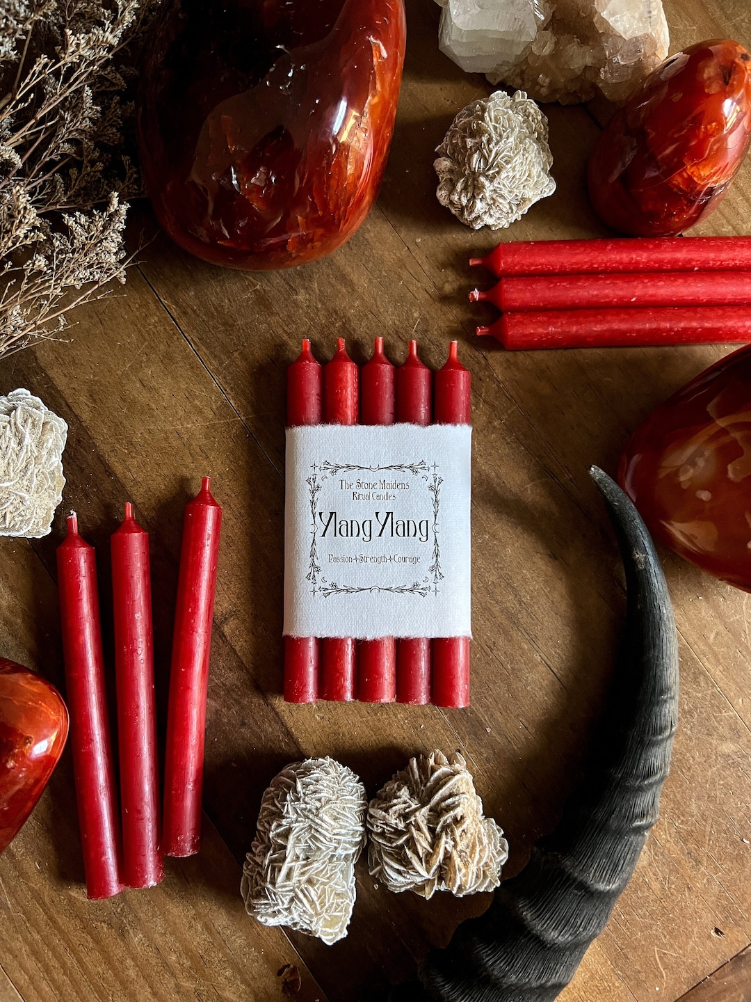 Ylang Ylang Red Spell Candles, 5" Red Chime Candles for Spells, Ritual ...