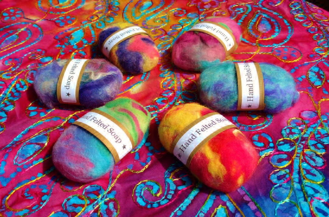 Felted Wool Soap, Set of 6, Assorted Colors, Hand Felted Soap Oregon ...