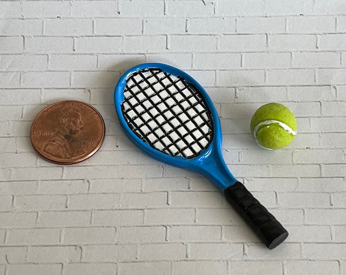 Miniature Tennis Racket, Miniature Tennis Ball, Dollhouse Miniatures ...