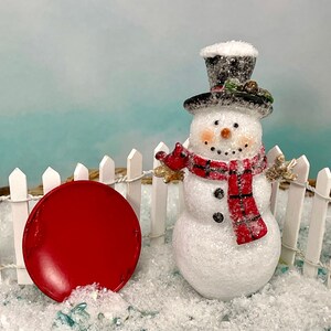 Miniature Snowman, Mini Round Sled, Miniatures for Dollhouse Porch ...