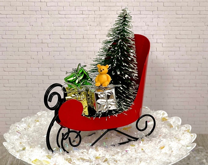 Fairy Garden Sleigh, Dollhouse Sleigh, Miniature Sleigh, Christmas ...