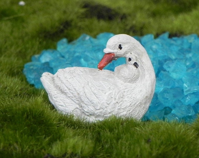 Miniature Swan With Baby, Mama Loves You, Fairy Garden Accessories ...