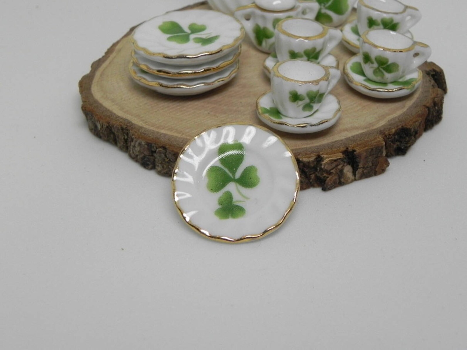 Miniature Shamrock Tea Set Mini Tea Cups St. Patrick's - Etsy